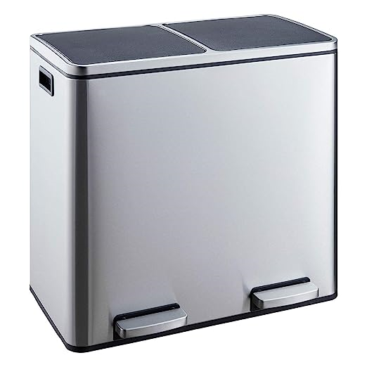 Recycling Soft Close Bin 2 x 30L Double Compartment Separation with Re ...