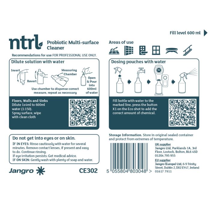 Empty Trigger Bottle for Jangro NTRL Probiotic Multi-Surface Cleaner ...